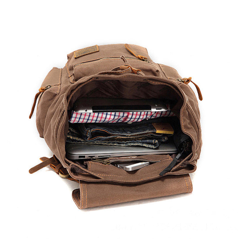 High Capacity Vintage Canvas Laptop Backpack — Pesann.com